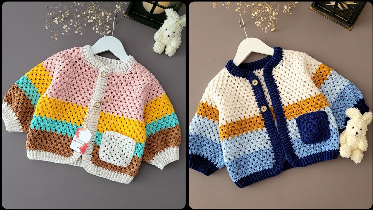 hermoso abrigo para niño a crochet - TEJIDO A CROCHET